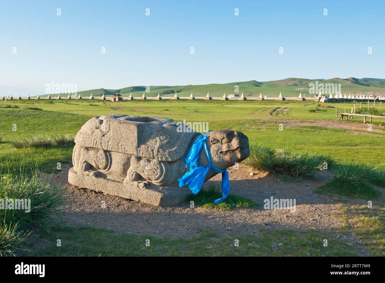 Stone turtle of the ancient capital of Mongolia, guardian turtle at ...