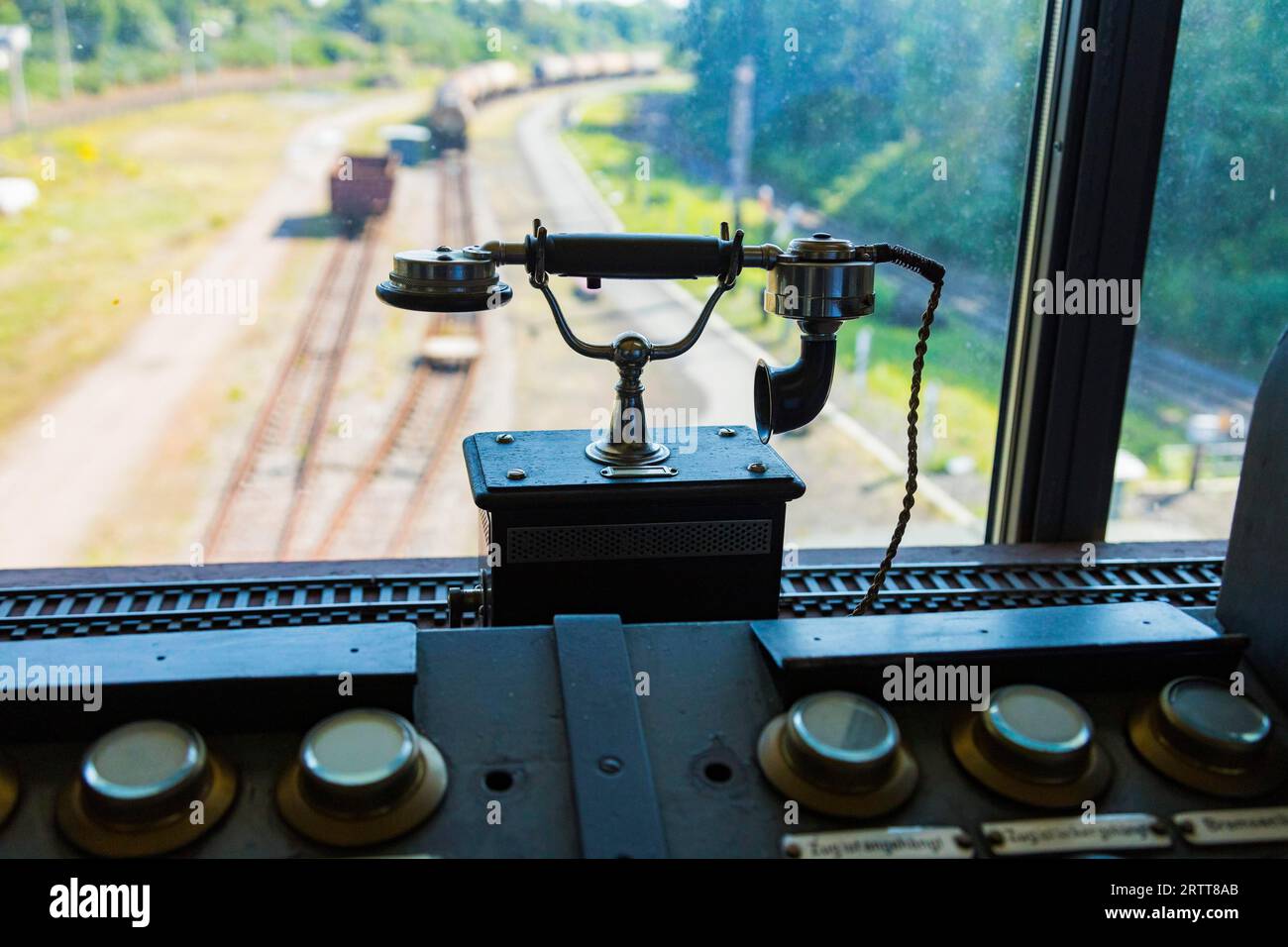 Saxon Monorail Museum Chemnitz, signal box of the cable pay-off system ...