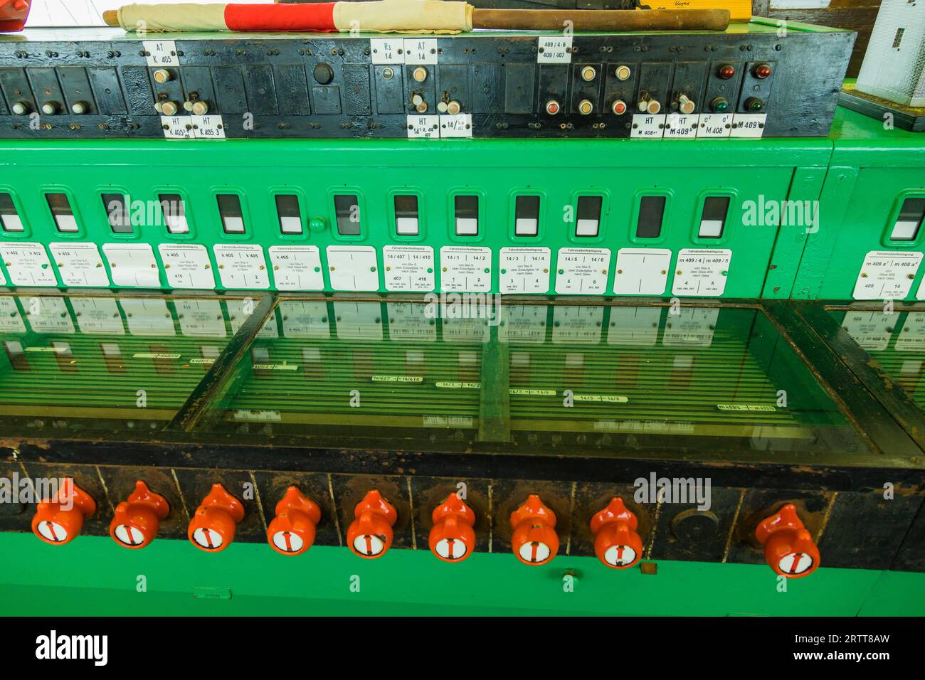 Saxon Monorail Museum Chemnitz, signal box of the cable pay-off system ...