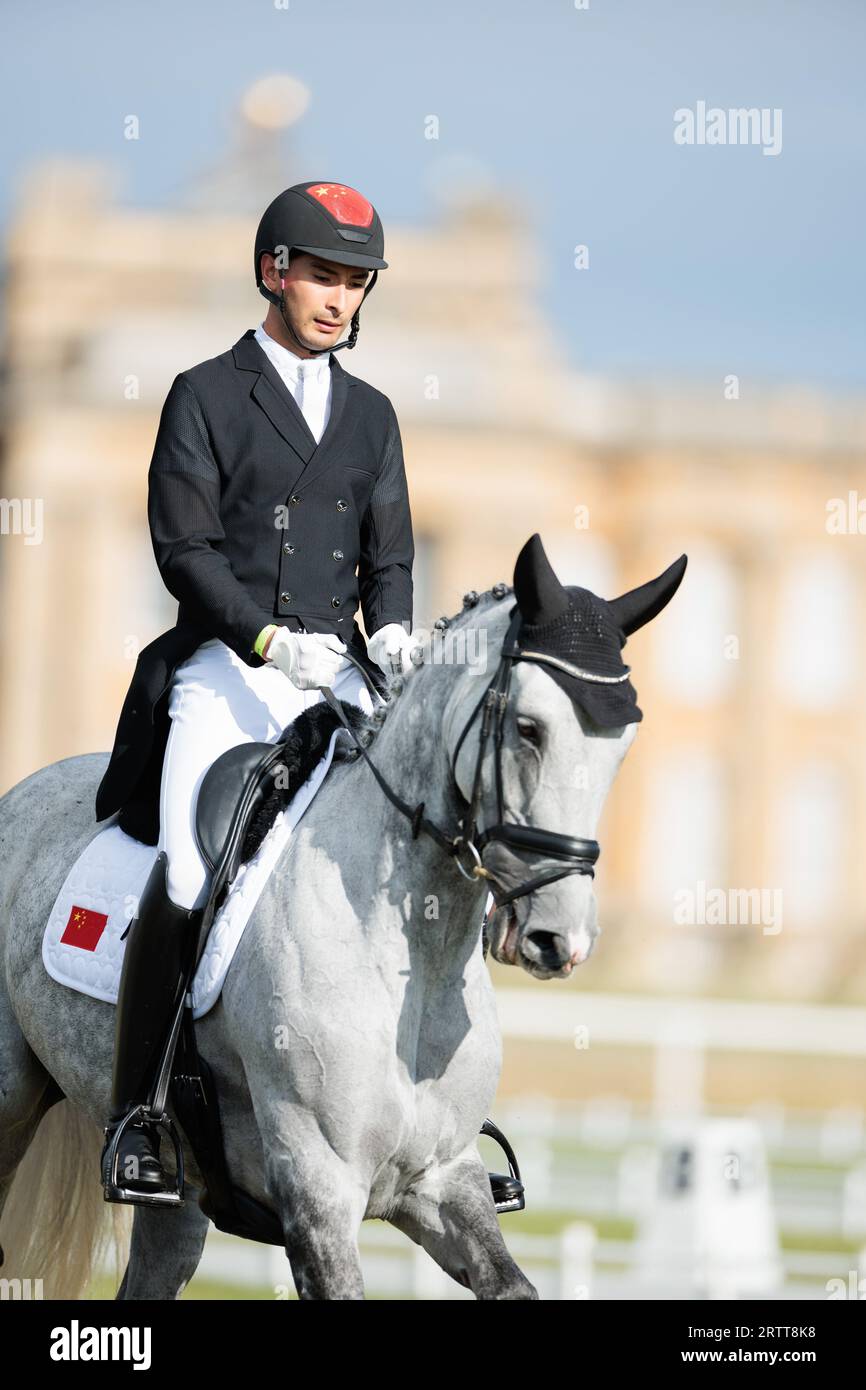 Alex Hua Tian of China with Monbeg Just Blue during the dressage test ...