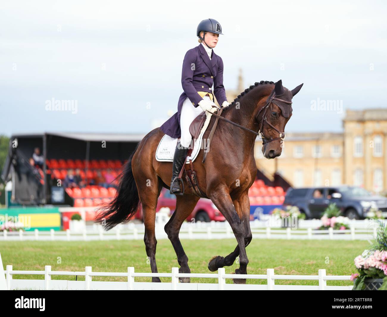 Caroline Harris of Great Britain with Falko Th during the dressage test ...