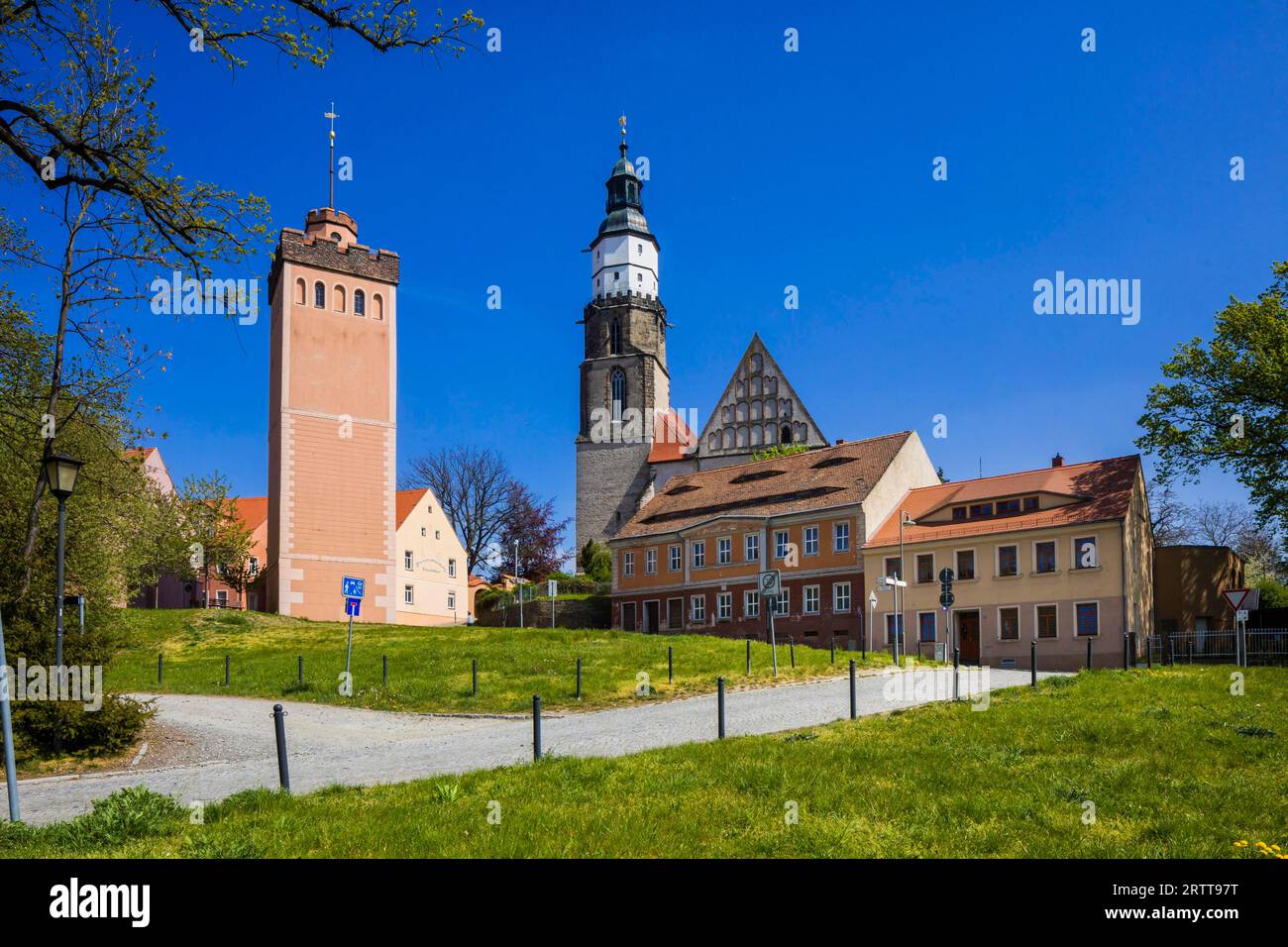 Red Tower and St. Mary's Main Church Stock Photo - Alamy