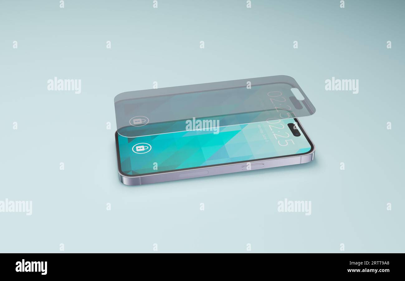 Phone Tempered Glass Mockup. 3d render Stock Photo - Alamy