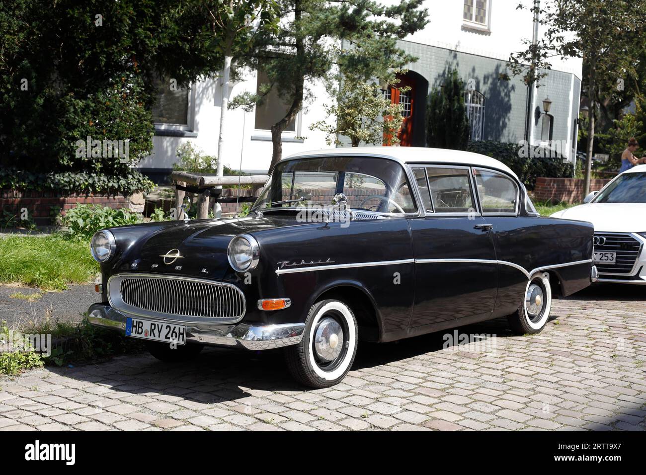 Black Odtimer Opel Rekord standing on the road, Bremen, Germany Stock ...