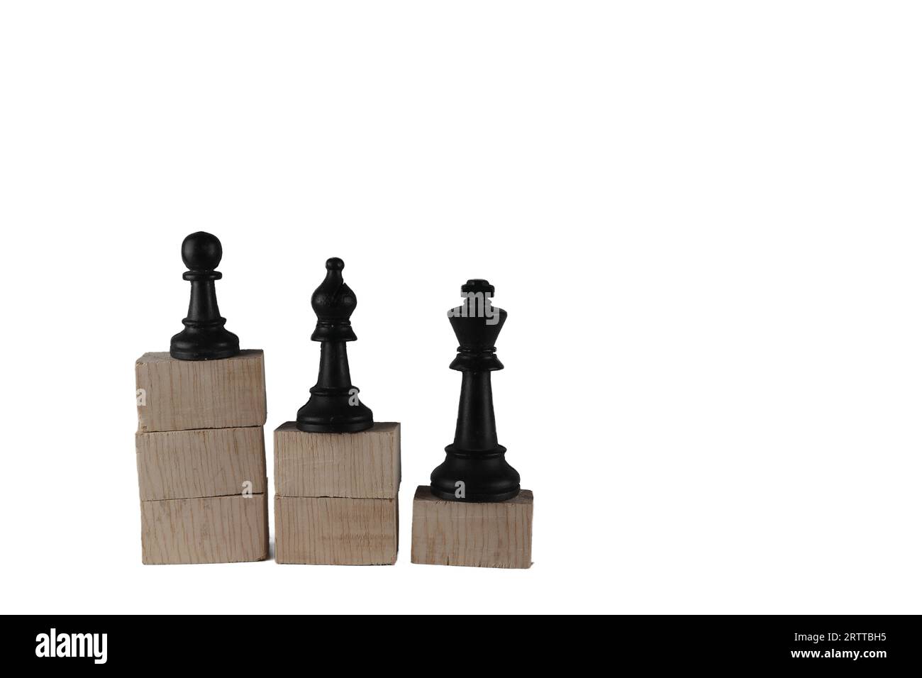 Chess pieces' from wooden cubes show the concepts of equity. Business ...