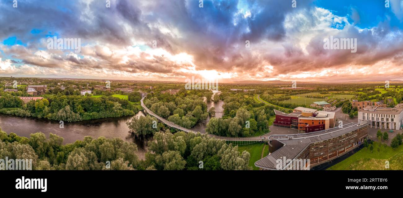 Aerial view of Limerick University bridge with dramatic sky Stock Photo ...