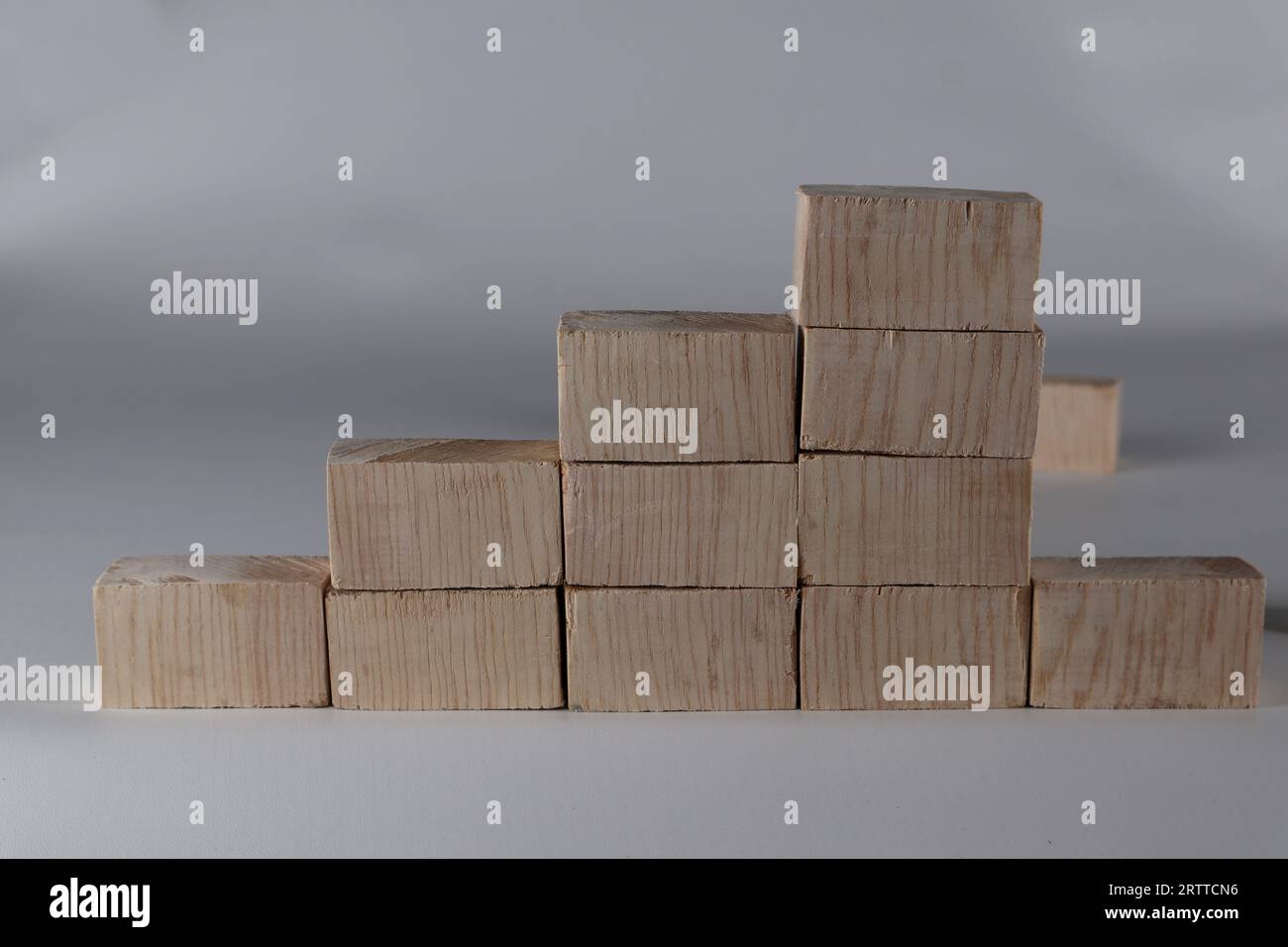 Wood block stacking as step stair. Business concept for growth success ...