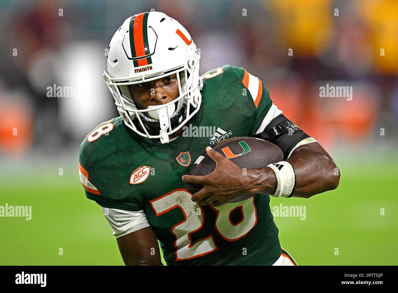 MIAMI GARDENS, FL - SEPTEMBER 14: Miami running back Ajay Allen (28 ...