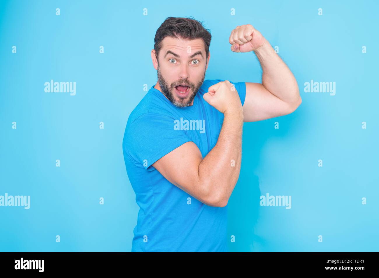 Portrait of excited man. Wow, it's unbelievable. Excited man with ...