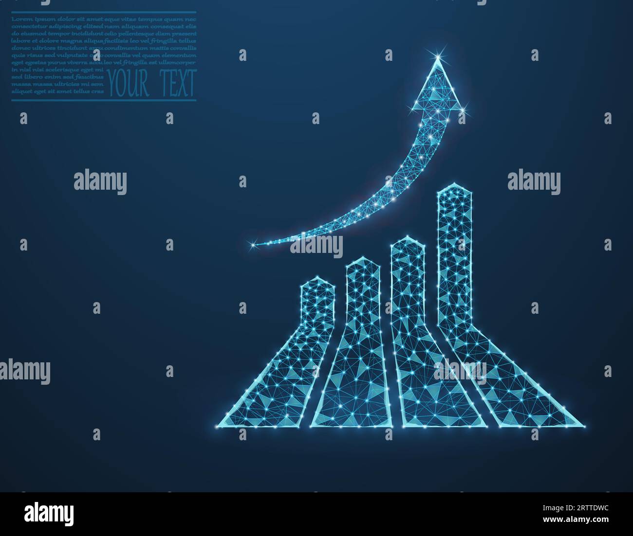 Growth chart vector image composed of grid and dots. Business ...