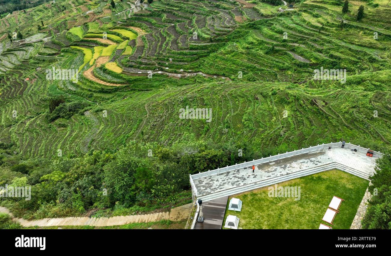 Aerial photo shows the terraced field in Youyang Tujia and Miao ...
