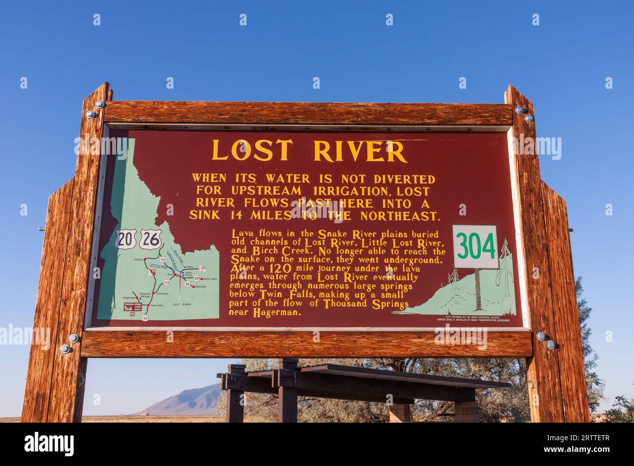 Sign about Lost River in Snake River Plains of Idaho, seen at rest stop ...