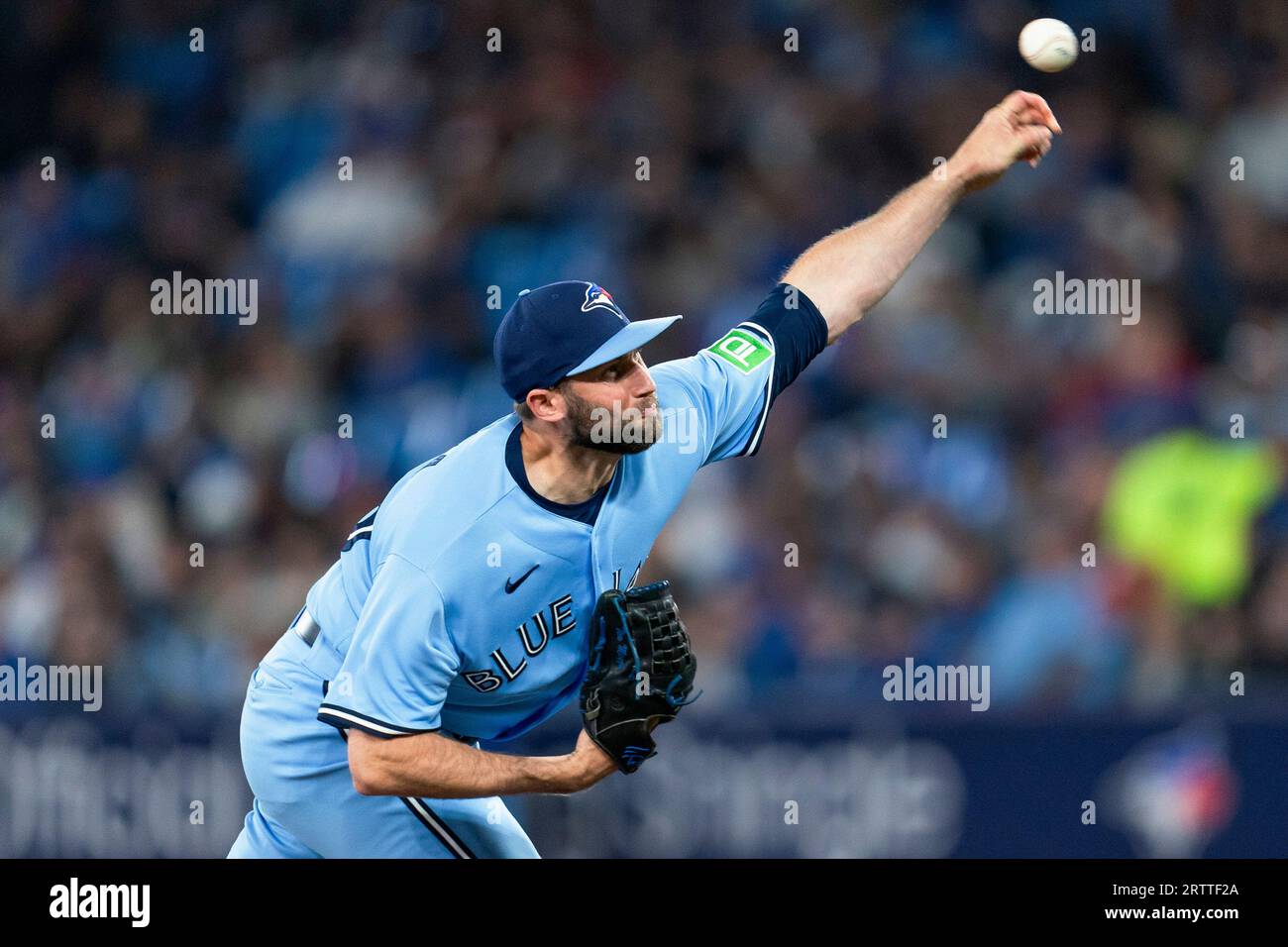 Toronto Blue Jays relief pitcher Tim Mayza works against the Texas ...