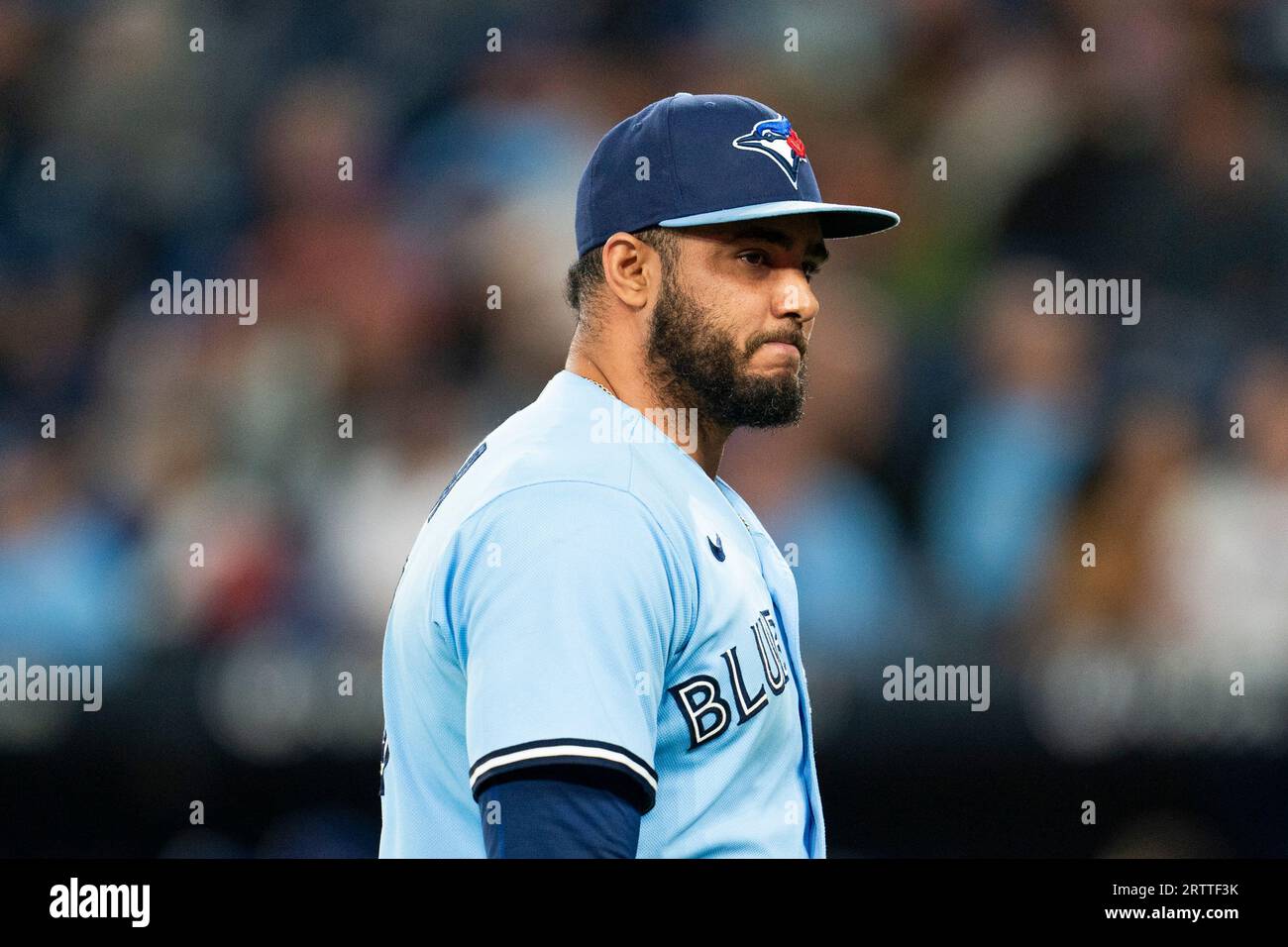Toronto Blue Jays relief pitcher Yimi Garcia reacts during the eighth ...