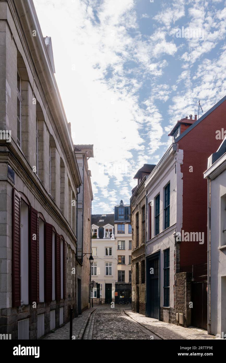 Typical street and its houses in the city of Lille, France Stock Photo ...