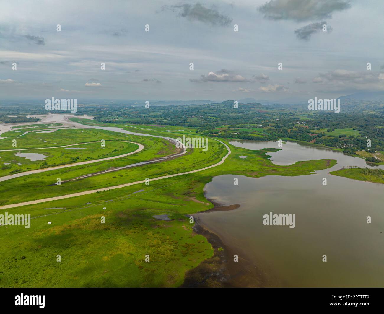 Aerial view of wetlands on countryside. Bukidnon, Philippines. Mindanao ...