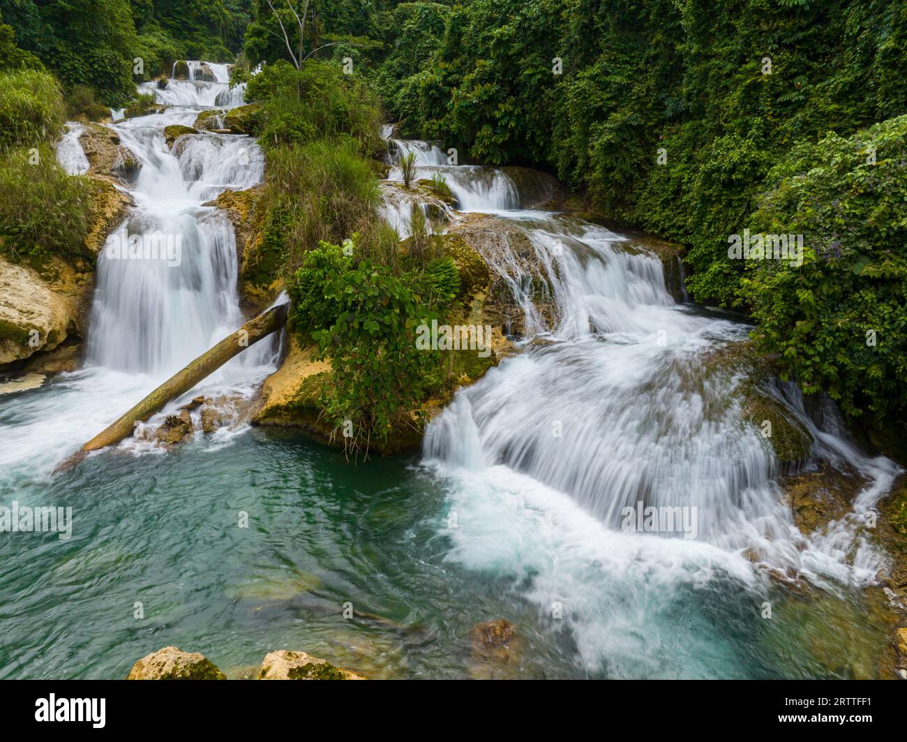 Water stream over the rocks in Aliwagwag Falls. Mindanao, Philippines ...