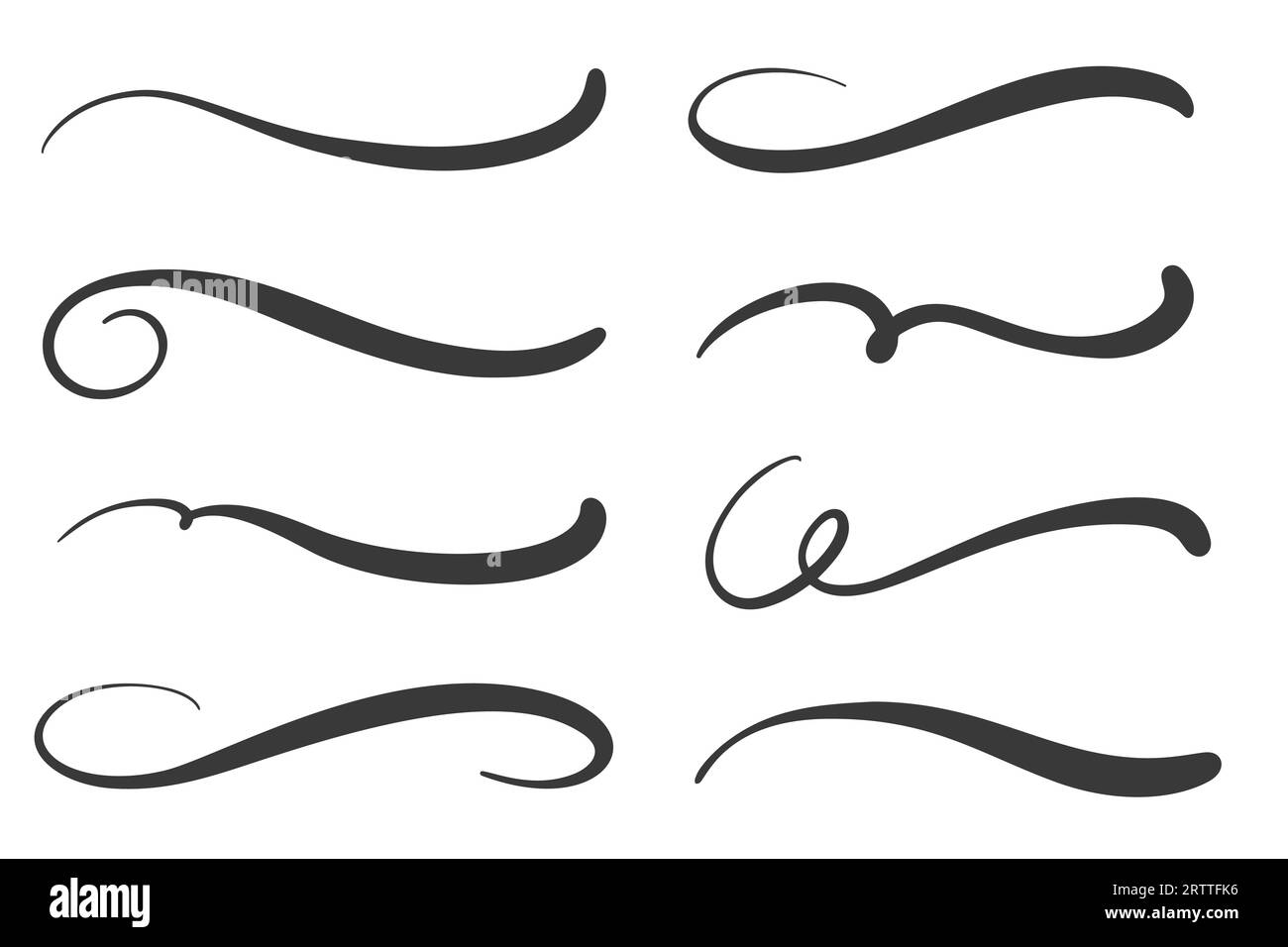 Swashes swoops and swishes calligraphy signs. Underlines hand drawn ...