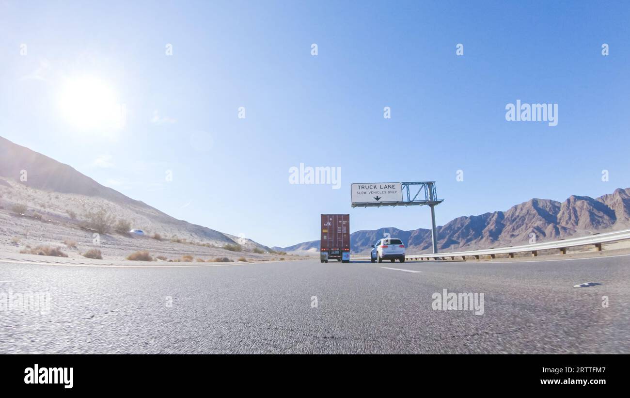 Daytime Road Trip: Nevada to California on HWY 15 Stock Photo - Alamy