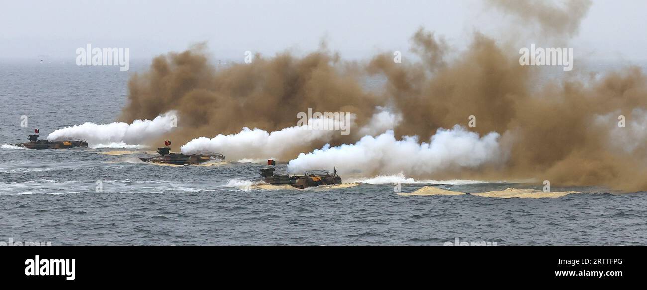 Reenactment of Incheon Landing in Korean War Armored amphibious ...
