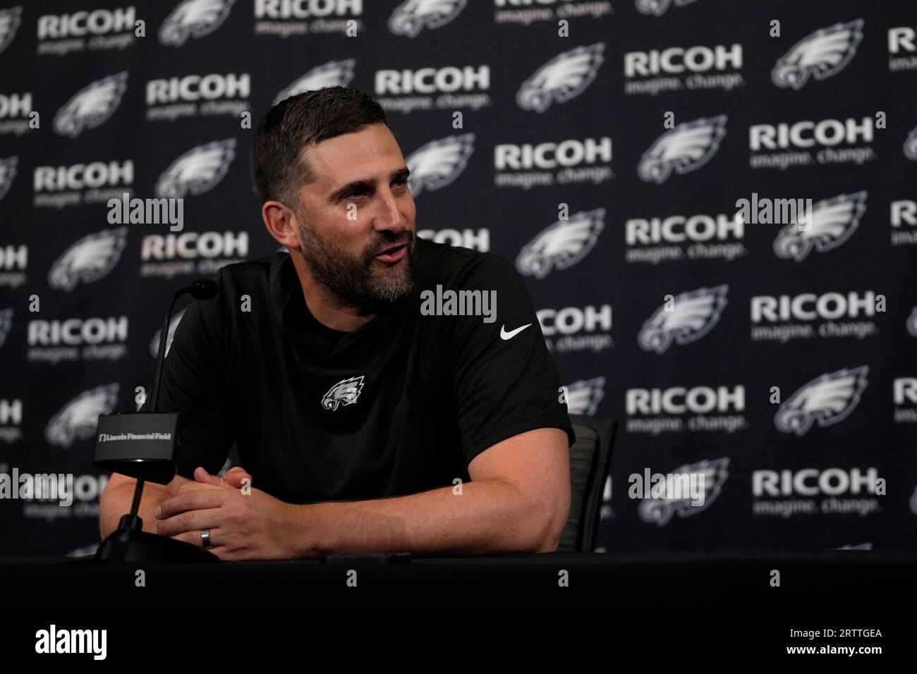 Philadelphia Eagles head coach Nick Sirianni speaks during a news ...