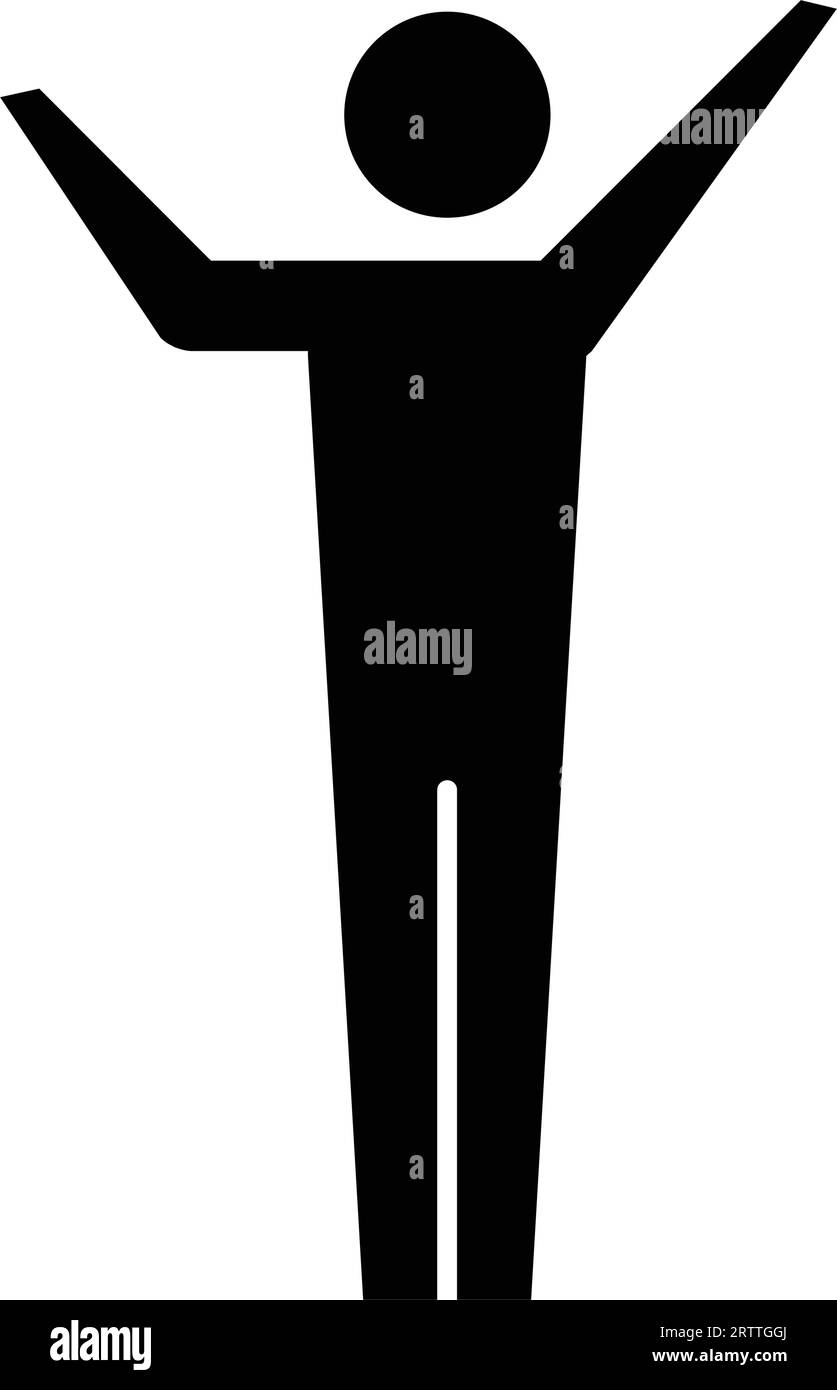 Man icon open arms vector male person with raised hands symbol in a ...