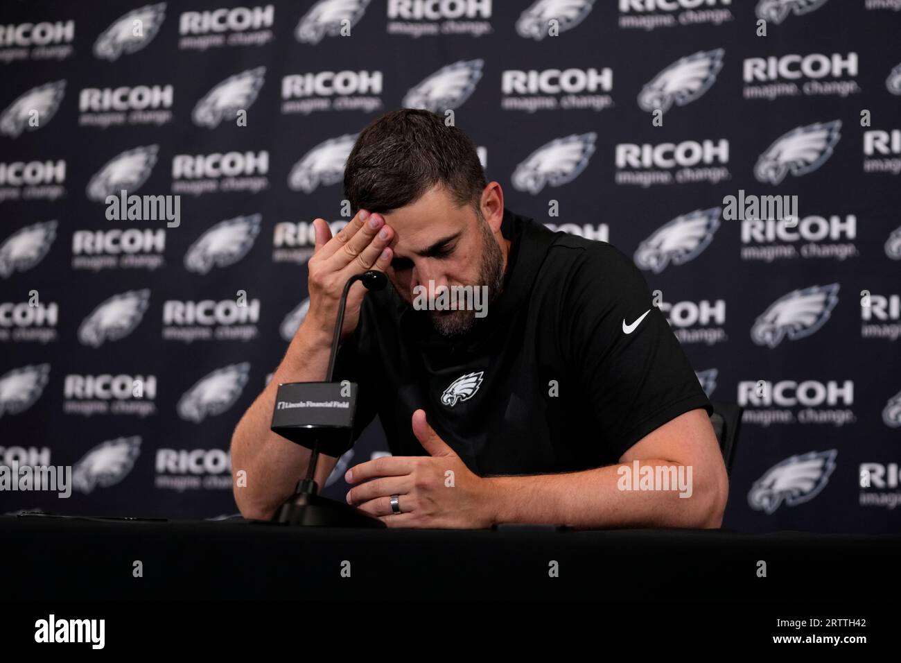 Philadelphia Eagles head coach Nick Sirianni speaks during a news ...