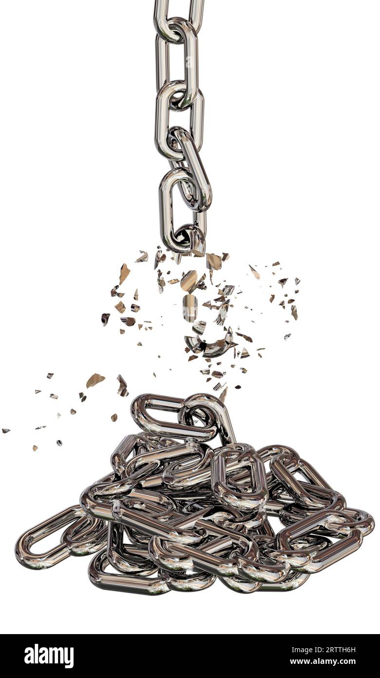 chain breaking, fallen down crisis seperation isolated vertical for ...