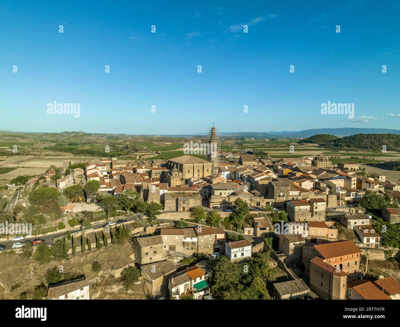 Aerial panoramic view of Briones, medieval hilltop village with Gothic ...