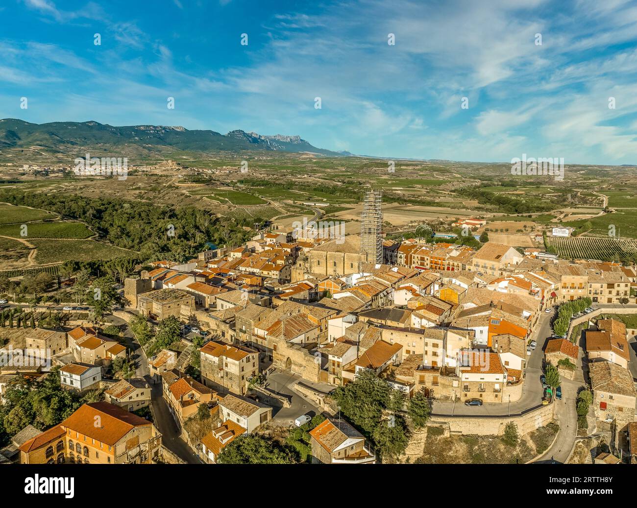 Aerial panoramic view of Briones, medieval hilltop village with Gothic ...