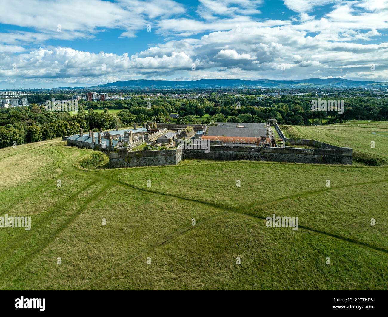 Aerial view of Dublin Magazine Fort in Phoenix park in Ireland with ...