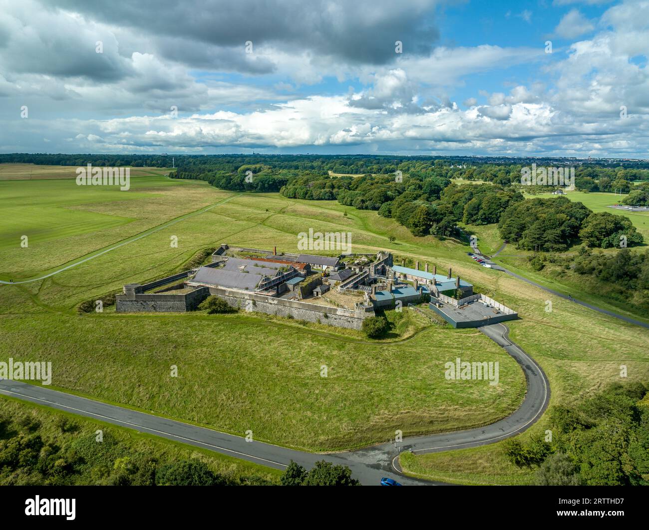 Aerial view of Dublin Magazine Fort in Phoenix park in Ireland with ...
