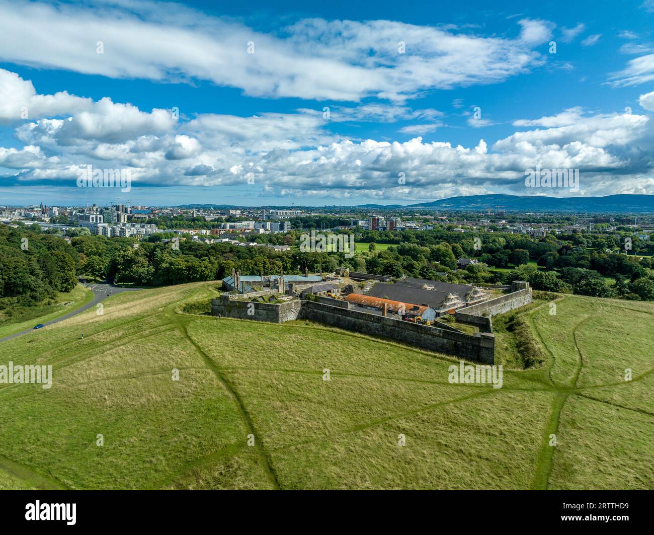 Aerial view of Dublin Magazine Fort in Phoenix park in Ireland with ...