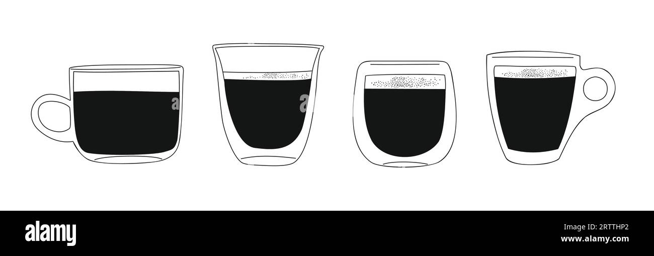 Set of different glass cups with coffee vector Stock Vector Image & Art ...