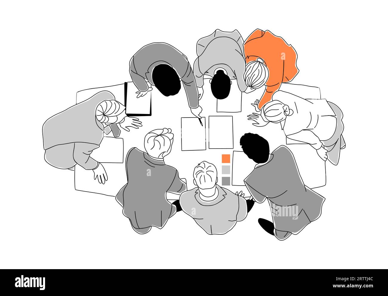 Business team members working together top view Stock Vector Image ...