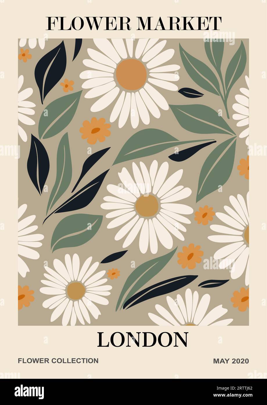 Abstract Flower Market London poster vector art Stock Vector Image ...