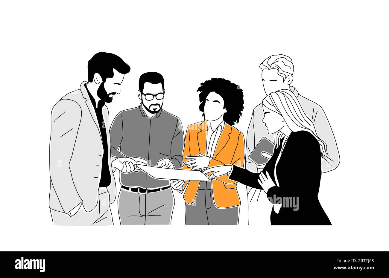 Business team members working together vector art Stock Vector Image ...