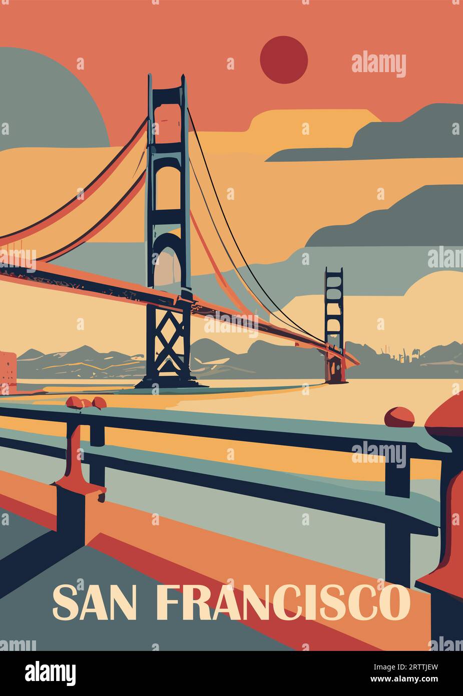 San Francisco, USA Travel Poster vector art Stock Vector Image & Art ...