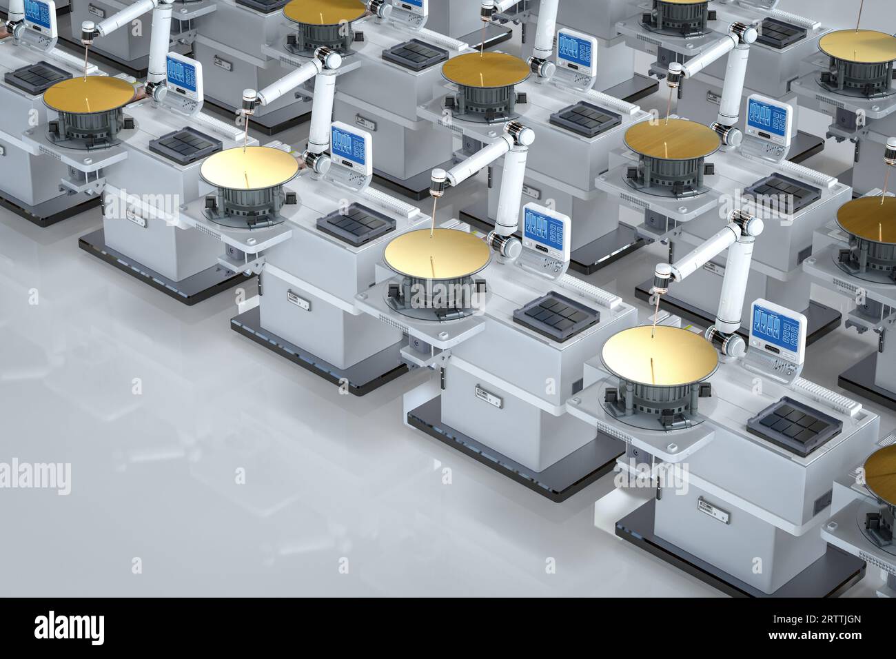 Semiconductor manufacturing with 3d rendering robotic arms with silicon wafers Stock Photo - Alamy