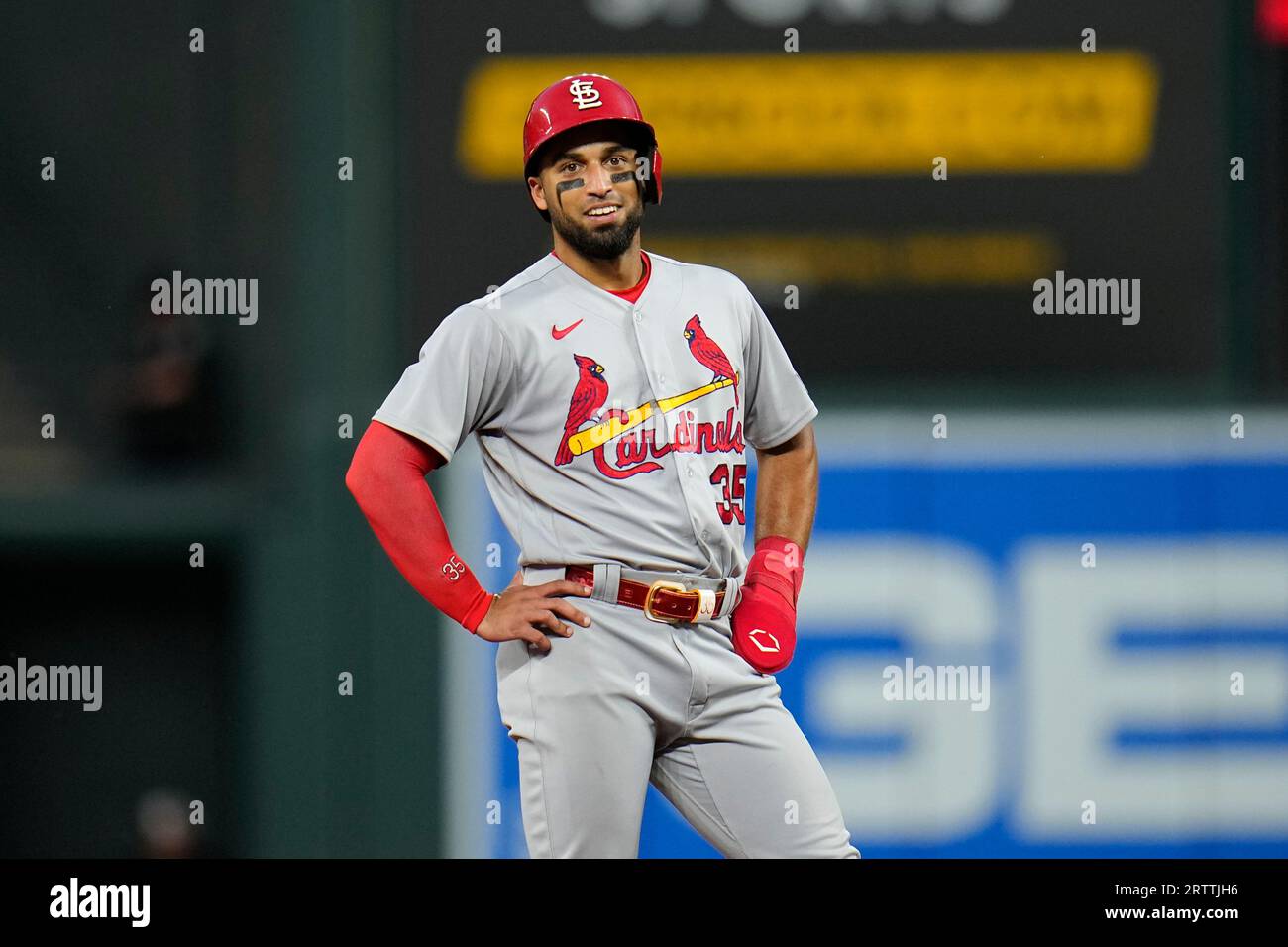 St. Louis Cardinals' Jose Fermin stands on second base in the third ...