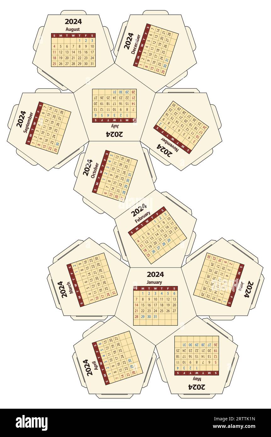 2024 calendar dodecahedron paper cut template vector Stock Vector Image ... 2024 calendar dodecahedron paper cut template vector Stock Vector Image ...