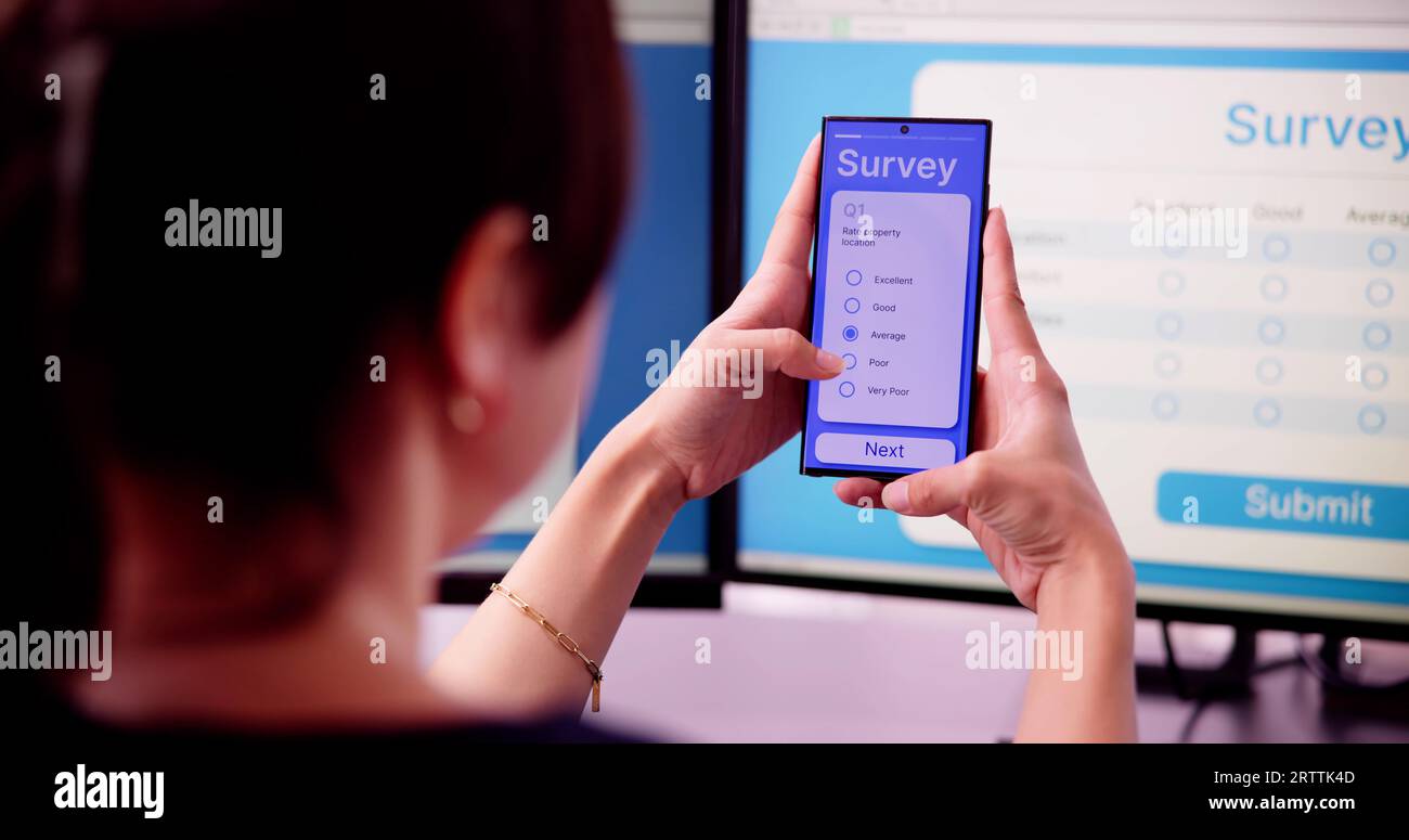 Digital Online Research Survey Form On Mobile Phone Screen Stock Photo ...