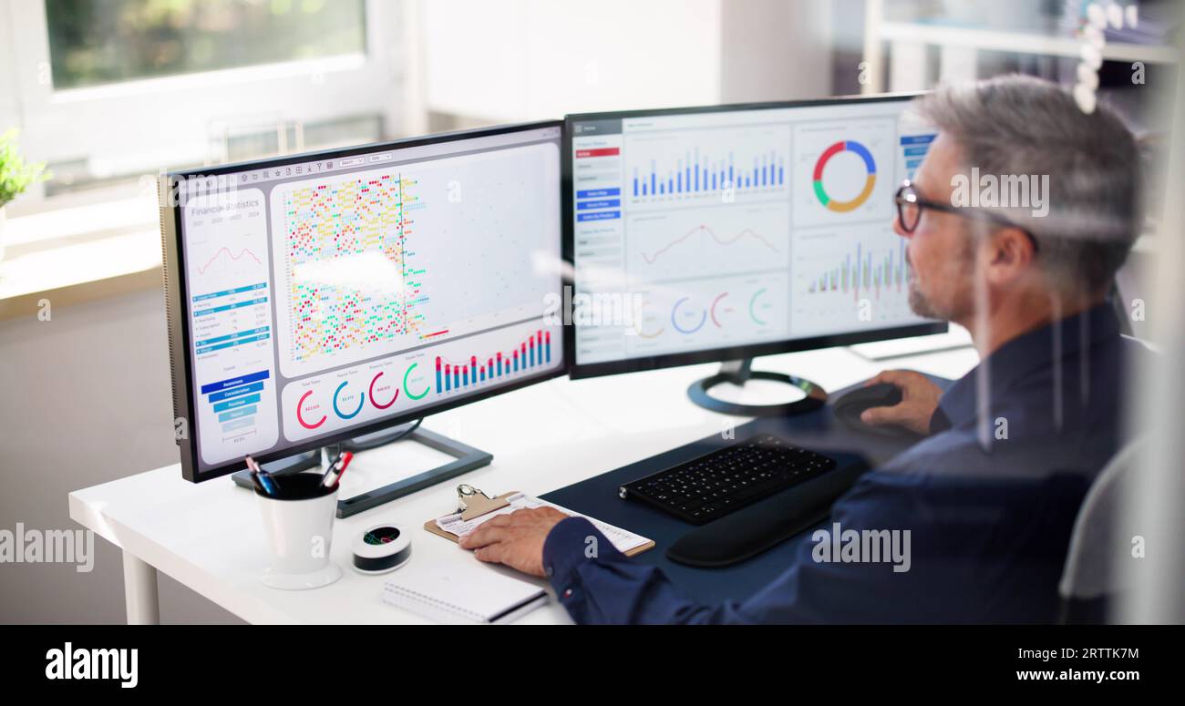 Financial Business Analytics Data Dashboard. Analyst Man Stock Photo ...