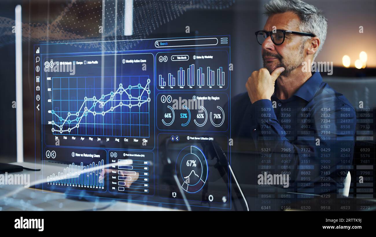 Financial Data Analyst Using KPI Dashboard Technology Stock Photo - Alamy