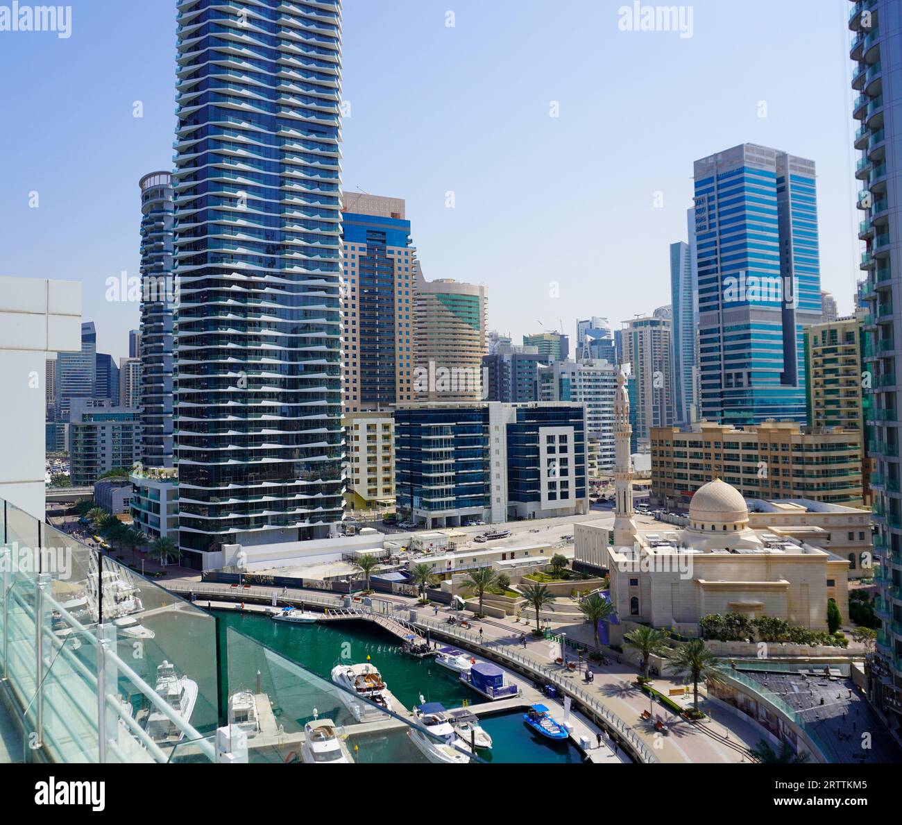 Dubai Marina in Dubai, UAE. View of the skyscrapers and the canal Stock ...
