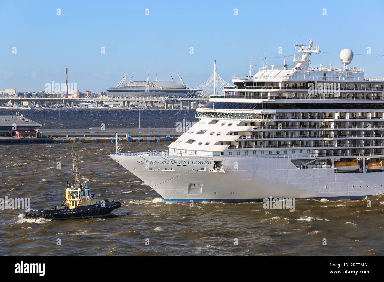 Regent Cruises luxury cruise ship Seven Seas Explorer leaving St ...