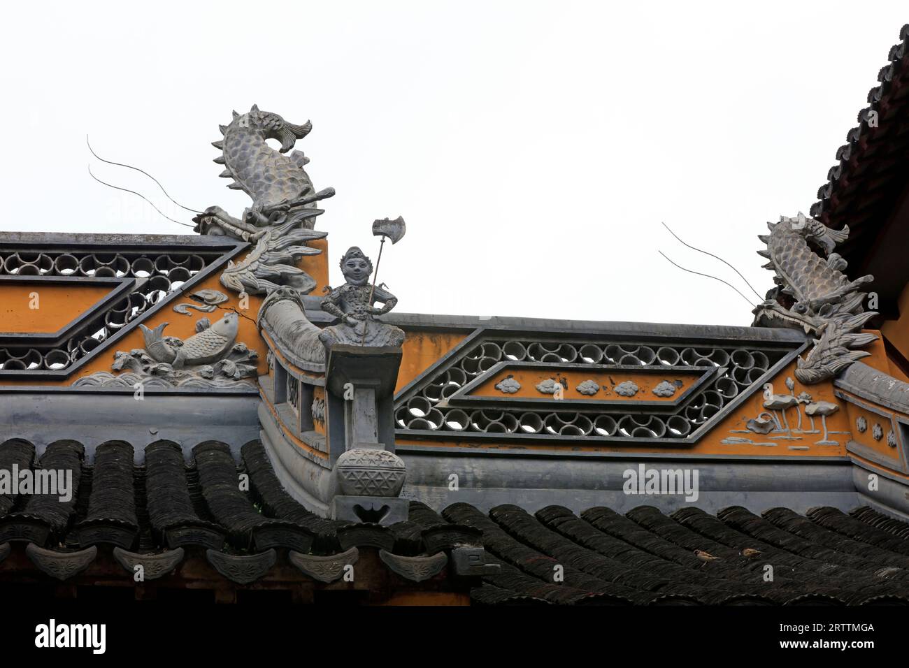 Shanghai, China - June 2, 2018: The sculpture on the roof ridge is in ...