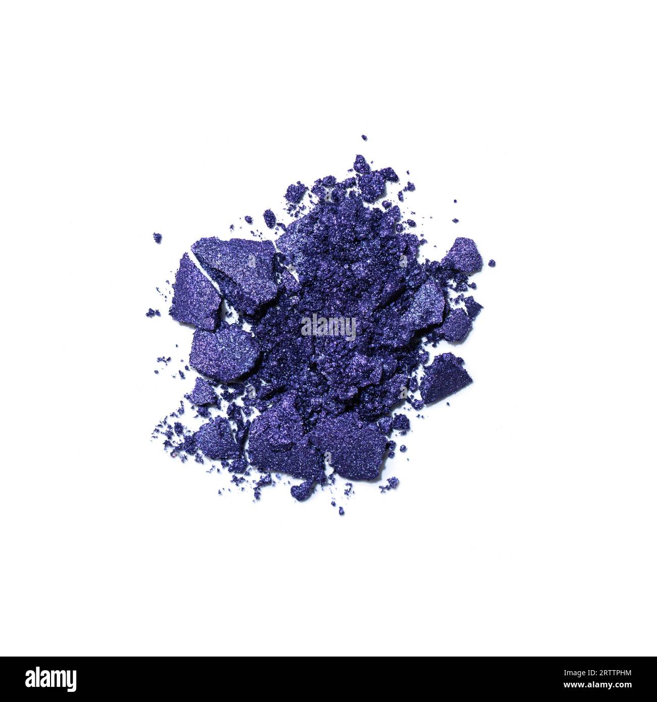 Violet eye shadow swatch isolated on white. Crushed purple eye shadow ...