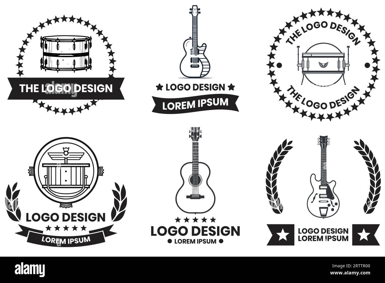 musical instrument logo in flat line art style isolated on background ...