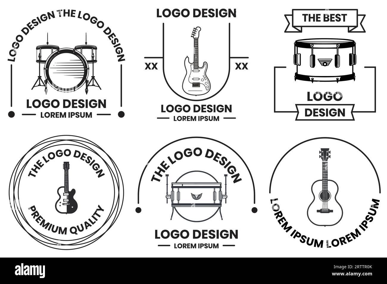 musical instrument logo in flat line art style isolated on background ...